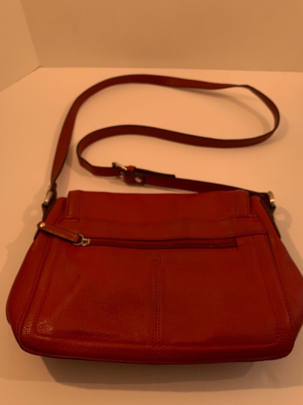 Tignanello Ruby Red Pebbled Leather Crossbody Street Party Handbag EUC ...
