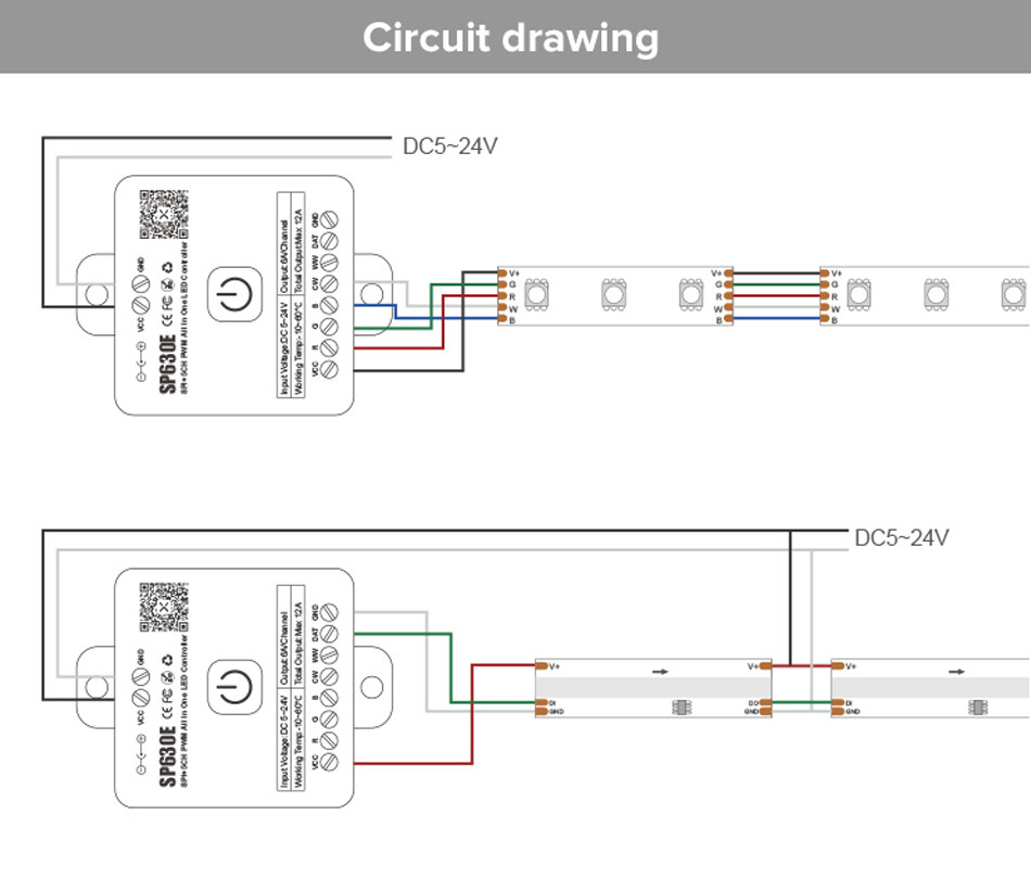 SP630E LED All In One LED Controller 5CH PWM SPI Pixels WS2811 LED ...
