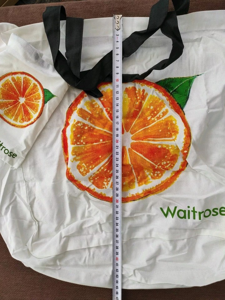 Waitrose Shopping Bag 100% Cotton Foldable Lemon Orange | eBay UK
