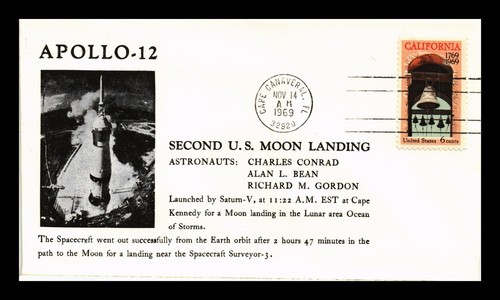 US SPACE COVER APOLLO 12 SECOND MOON LANDING ASTRONAUTS CONRAD BEAN ...