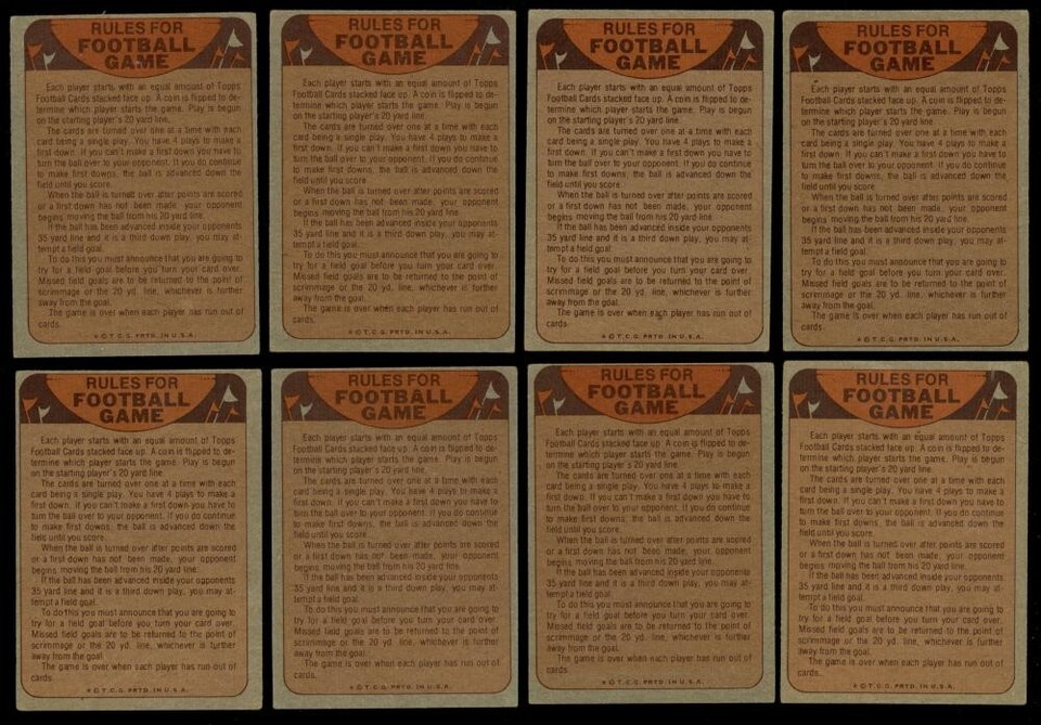 1974 Topps Football Team Checklist * (8) Card Lot Low/Mid Grade Good-VG ...