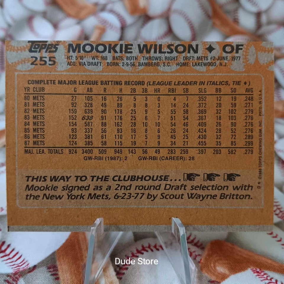 1988 Topps - Mookie Wilson #255 - New York Mets *miscut* | eBay