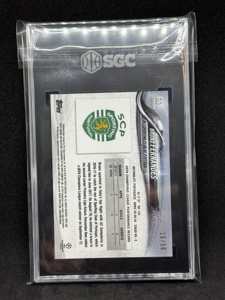 2017-18 Topps Chrome Uefa Bruno Fernandes Rc Gold Refractor 16/50 Sgc 9 ...