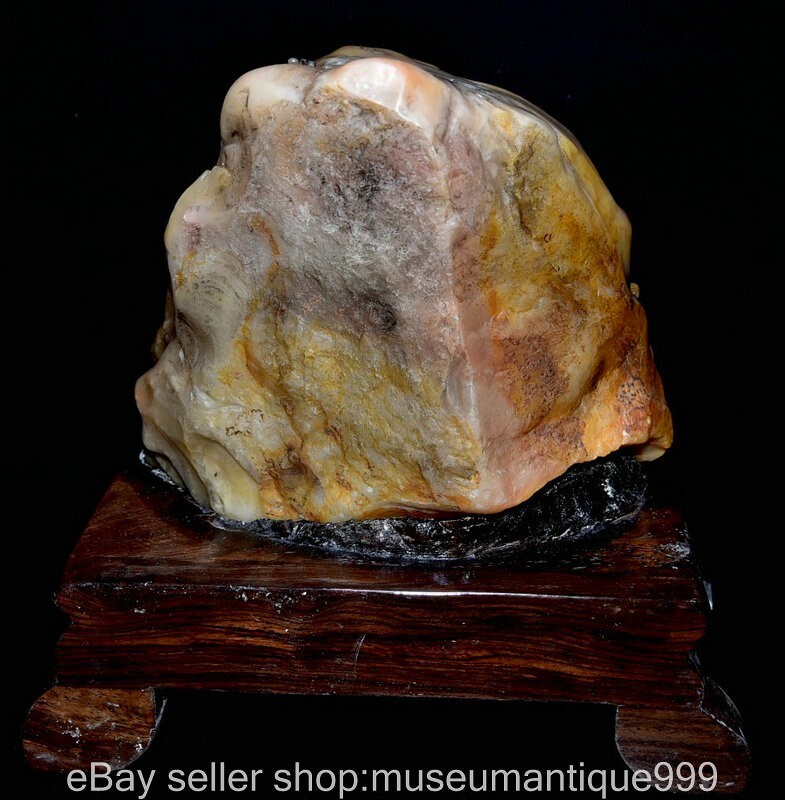 10" Chinese Natural Tianhuang Shoushan stone Carving Tong Zi Peach ...