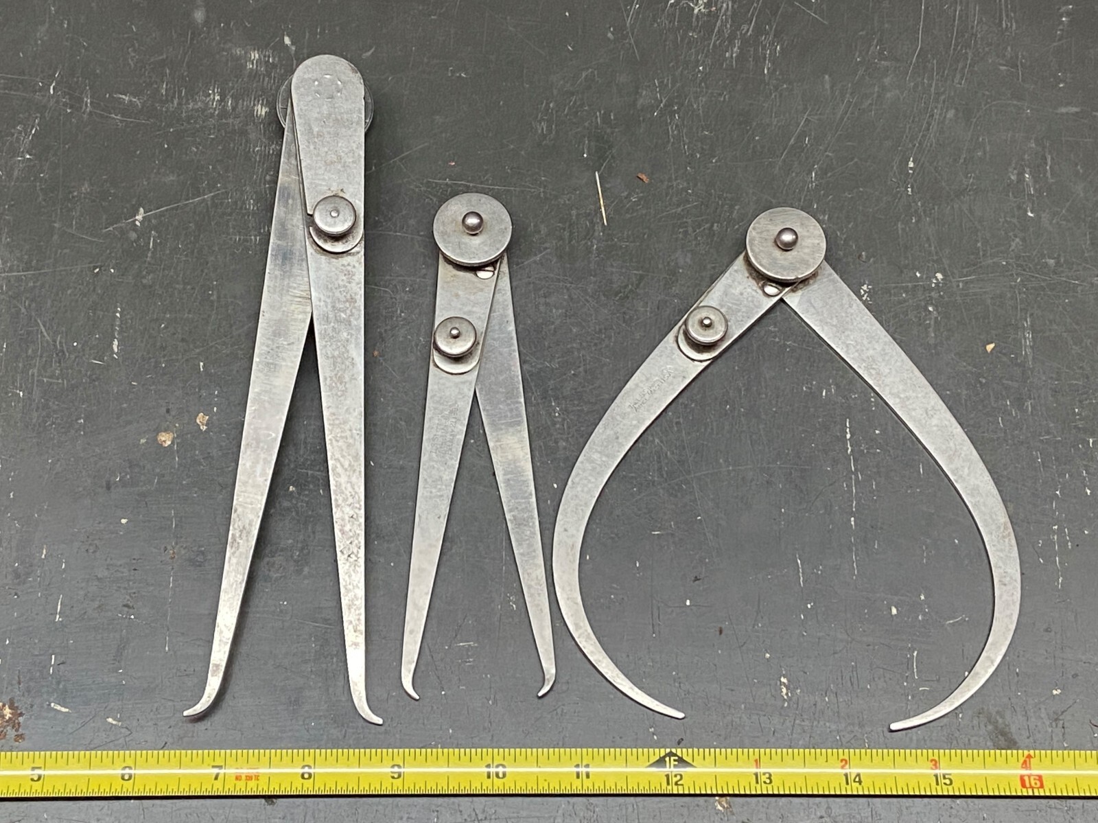 Starrett 6, 6.5, 8 firm joint locking spring caliper lot ( measures up ...