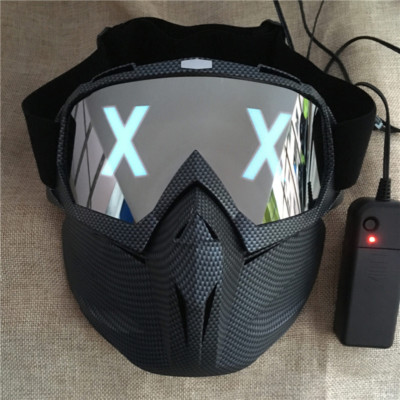 LED Lights Party DJ Cosplay Mask X Glowing Eyes Masquerade Halloween ...