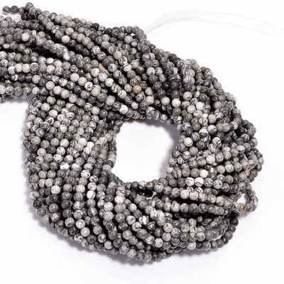 Natural Map Stone Jasper Gemstone Round Smooth Beads 4X4.5 mm Strand 15 ...