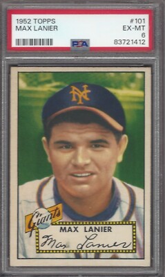 1952 Topps Baseball card 101 Hal Lanier New York Giants PSA 6 FRESHLY ...