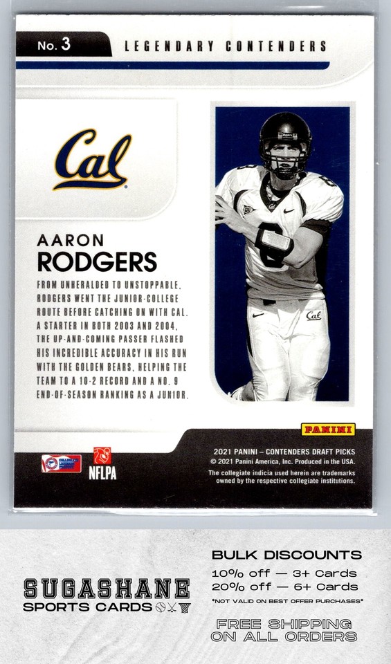 2021 Panini Contenders Draft Picks 3 Aaron Rodgers California Football ...