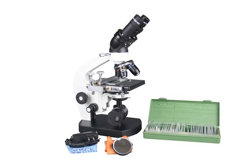 Radical 2500x Compound LED Battery Microscope w 3D Stage & 20 Prepared ...