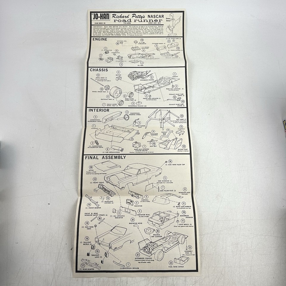 JoHan Model Kit Instructions Richard Petty's NASCAR Road Runner ...