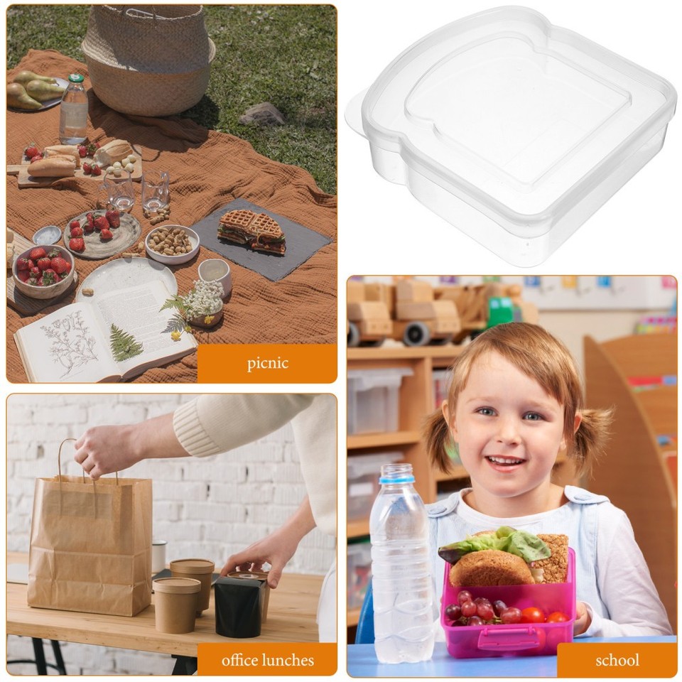 Clear Sandwich Container Toast Shape Snack Meal Prep Storage Box ...