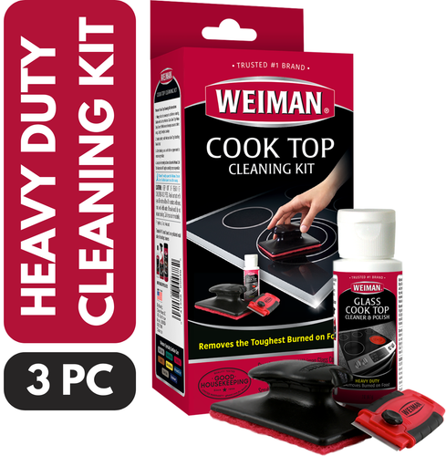 (2 PACK) Weiman Glass Stove Top Complete Cleaning Kit Cleaner Scrubber ...