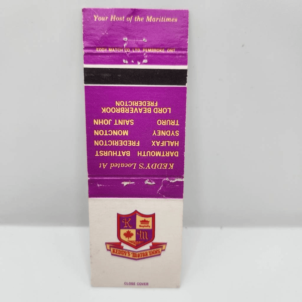 Vintage Matchcover Keddy's Motor Inns Nova Scotia New Brunswick Canada ...