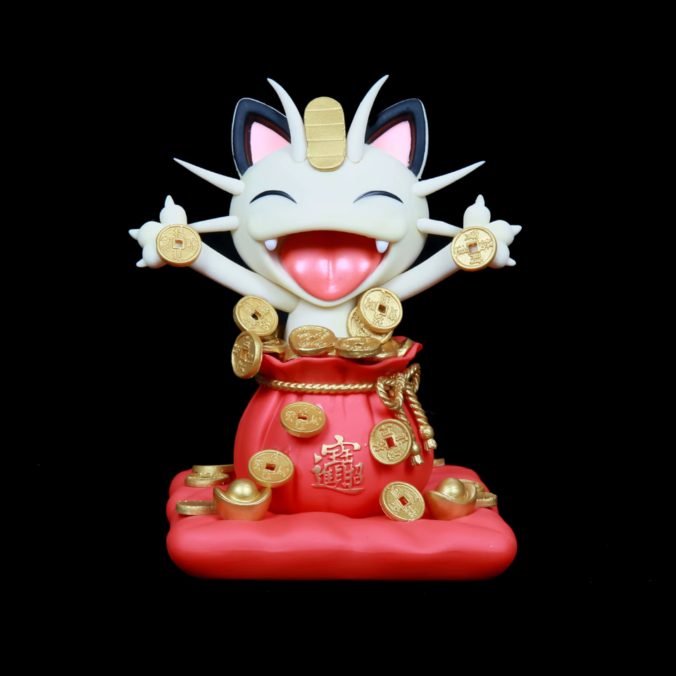 Meowth Wealth Pokemon Figure Statue Anime Gold Red Team Rocket Gift ...