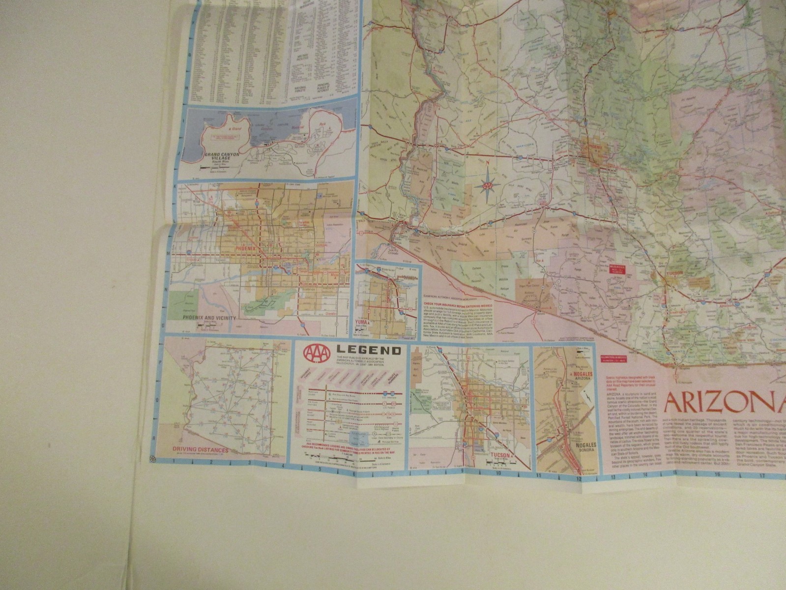 1989 AAA Arizona & New Mexico State Travel Road Map | eBay