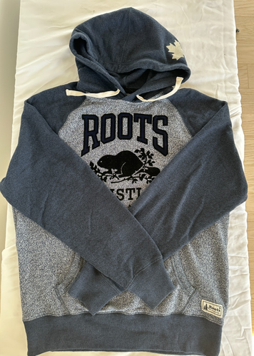 Roots Whistler Hooded Men Blue Hodded Sweatshirt - Velvet Logo - Small ...