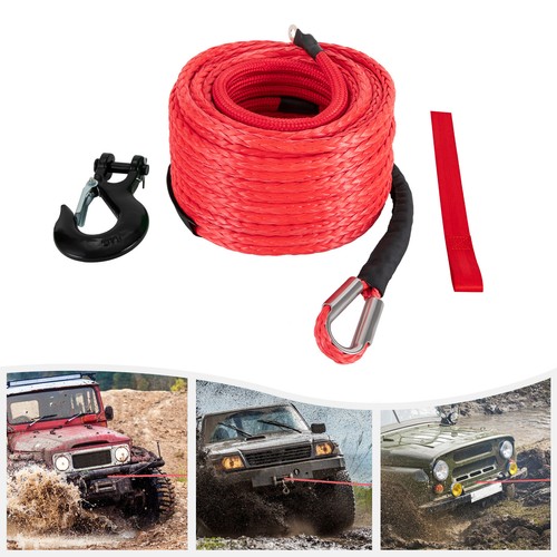 31500LBS Synthetic Winch Rope ATV Car Tow Recovery Cable Tow+Hook 1 ...