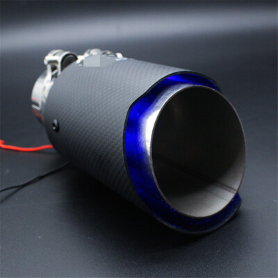 Universal Inlet 63mm Outlet 89mm Black Carbon Fiber Exhaust Tips W/LED ...