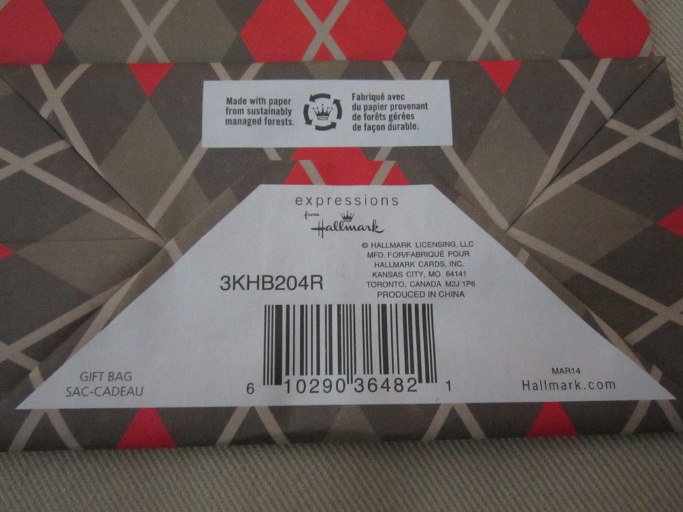 Argyle Diamond Pattern Hallmark Expressions Gift Bags Olive Green 1950s ...