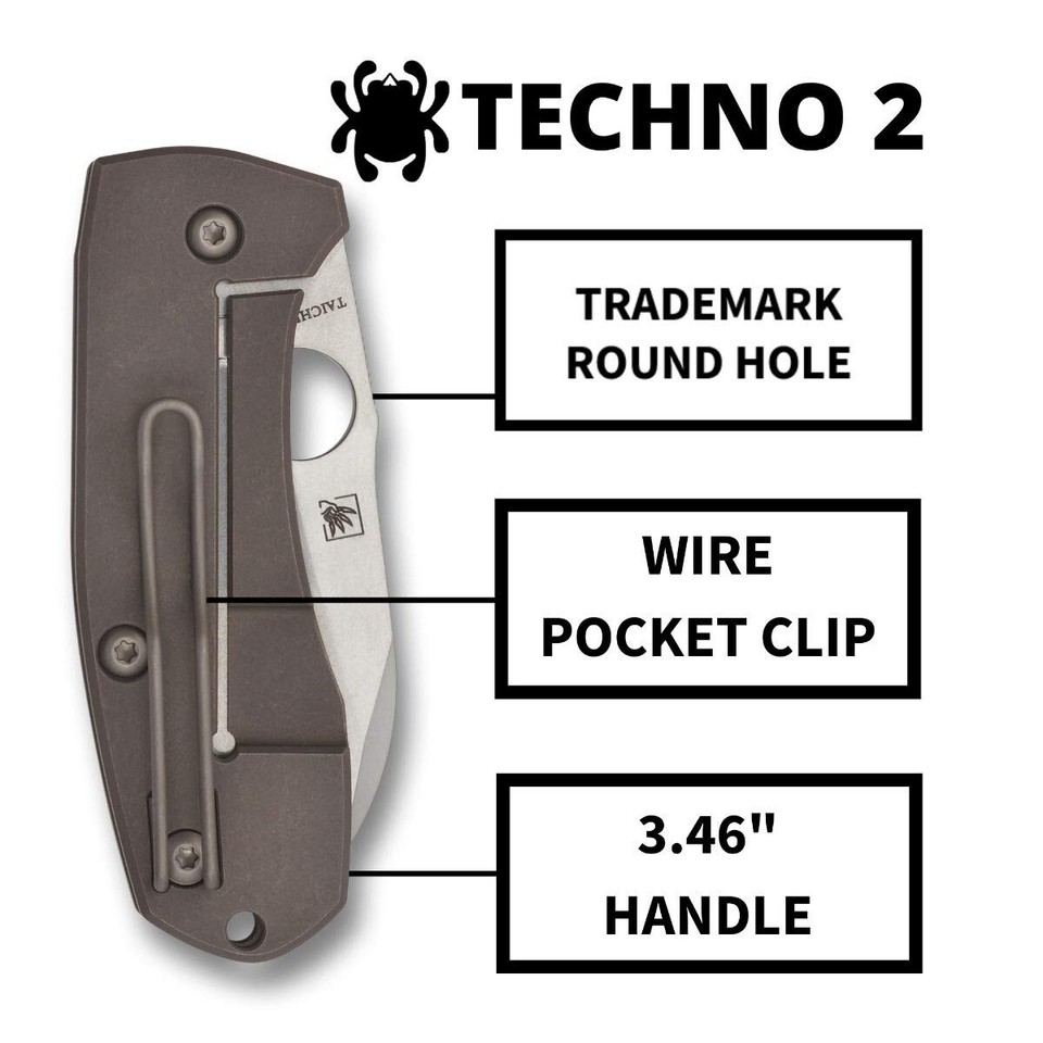 Spyderco Techno 2 Plain Edge 2.52" Folding Pocket Knife C158TIP2 | eBay
