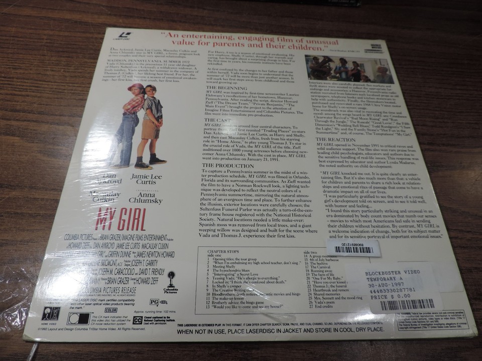 My Girl Dan Aykroyd Jamie Lee Curtis Laser Disc | eBay