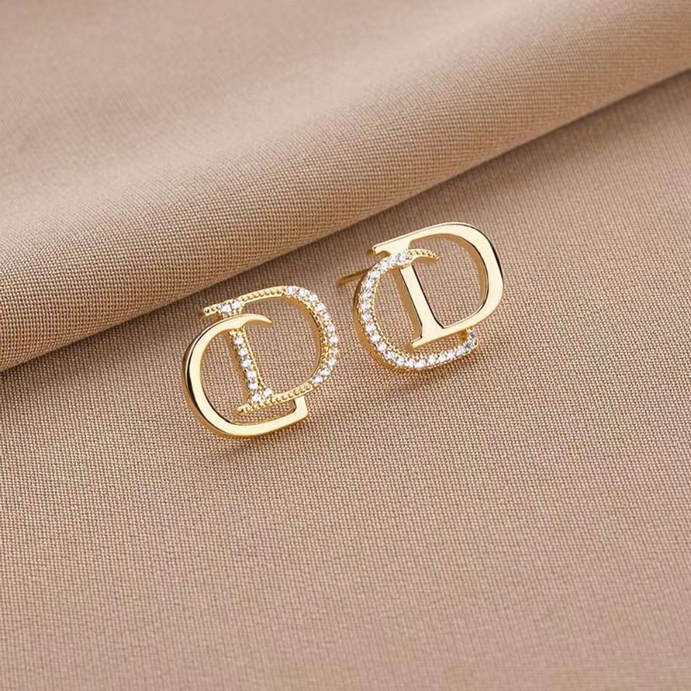 Alloy Inlaid Letters Earrings Asymmetry Letter Gold Earrings Woman | eBay