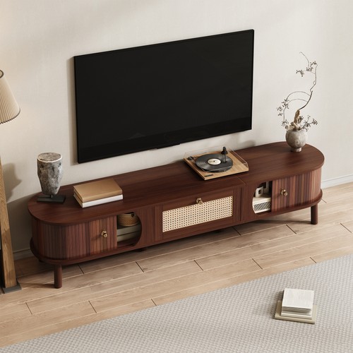 TV Stand Cabinet 170cm TV Unit With Storage & Solid Wood Slide Doors ...