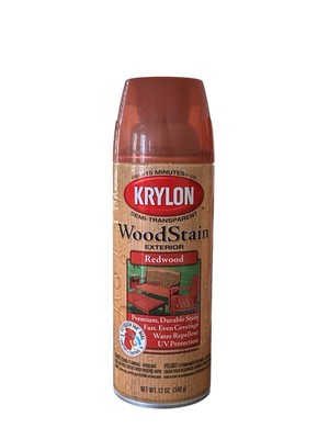 Krylon Exterior Semi-Transparent Wood Stain Redwood Spray Paint 12 Oz ...