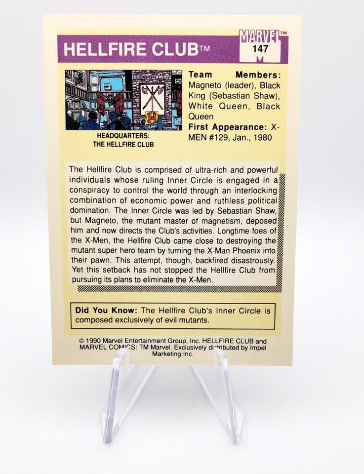 1990 Impel Marvel Universe #147 Team Pictures Hellfire Club | eBay