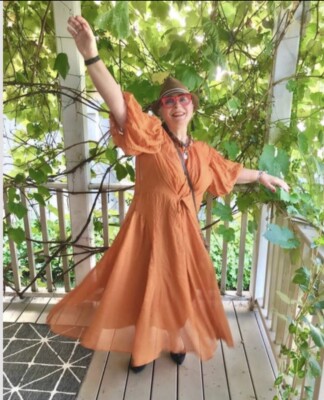 H&M Trend Conscious Studio Orange Flared Dress Size XL UK 16/18/20 ...