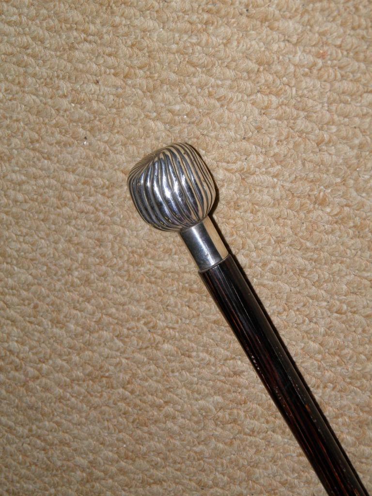 Antique Military Zebrano Swagger Stick - Hallmarked Spiral Silver ...