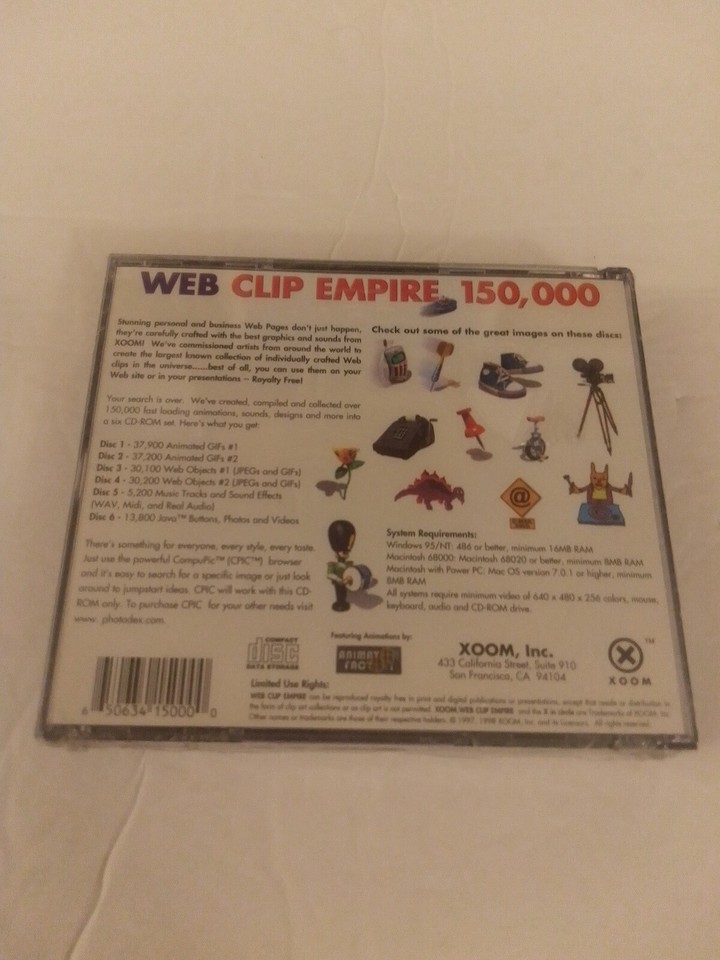 Web Clip Empire 150,000 Royalty-Free Graphics & Sounds on 6 CD-ROMs ...