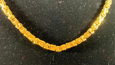 44" GOLD PLATED 4MM STAINLESS STEEL BYZANTINE TURKISH BOX CHAIN ...