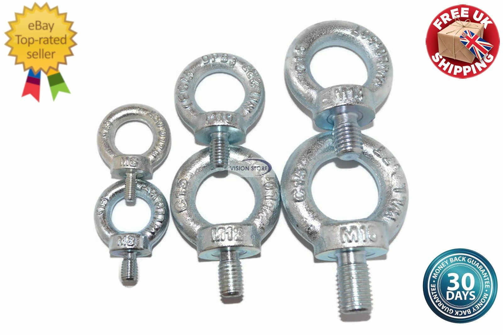 LIFTING EYE BOLTS M10 10 mm BOLT NUTS GALVANIC ZINC MALE METRIC NUT MAX ...