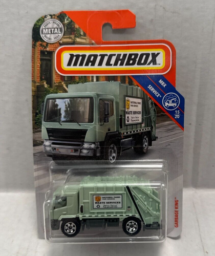 Matchbox MBX Service 15/20 (2018) Light Green Garbage King Truck 91/100 ...