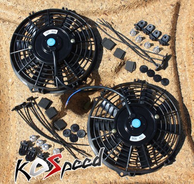 2X UNIVERSAL BLACK 12" ELECTRIC RADIATOR/ENGINE COOLING FAN+MOUNTING ...