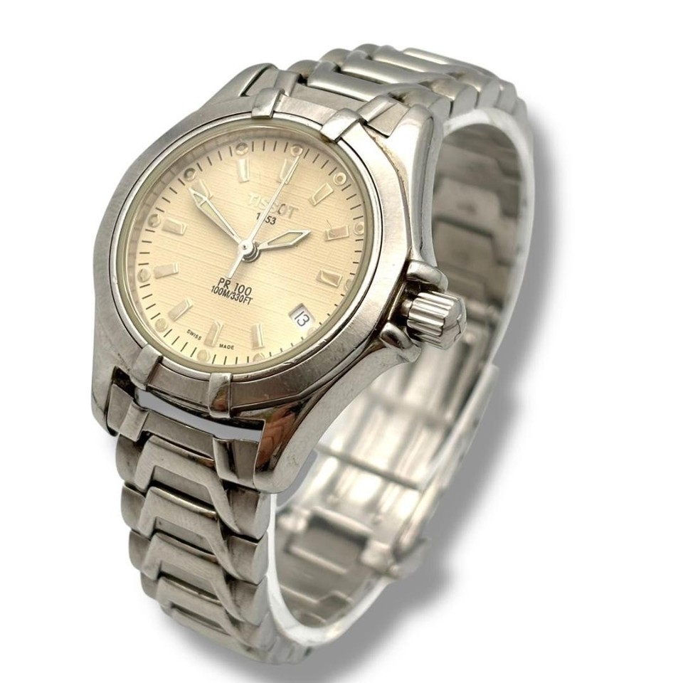 Tissot P640 740 Quartz Watch Silver Dial 100M Date 3 Hands Mens 27mm ...