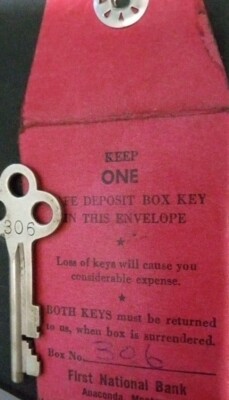 Vintage First Security Bank SAFE DEPOSIT BOX KEY in Envelope | eBay