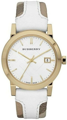 Brand New Burberry BU9110 Haymarket Gold Tone Stainless Steel Women's ...