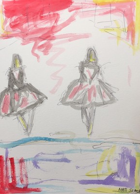 Matt Scalf Ballerinas Expressionism Watercolor 9x12 ORIGINAL PAINTING ...
