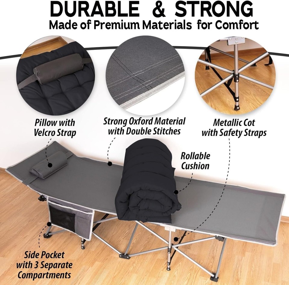 Zone Tech Black Camping Cot Mattress Pad, Sleeping Pad Inflatable ...