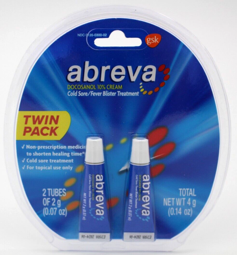 Abreva Cold Sore 2 Tubes Fever Blister Treatment 0.14Oz. - EXP 09/2024 ...