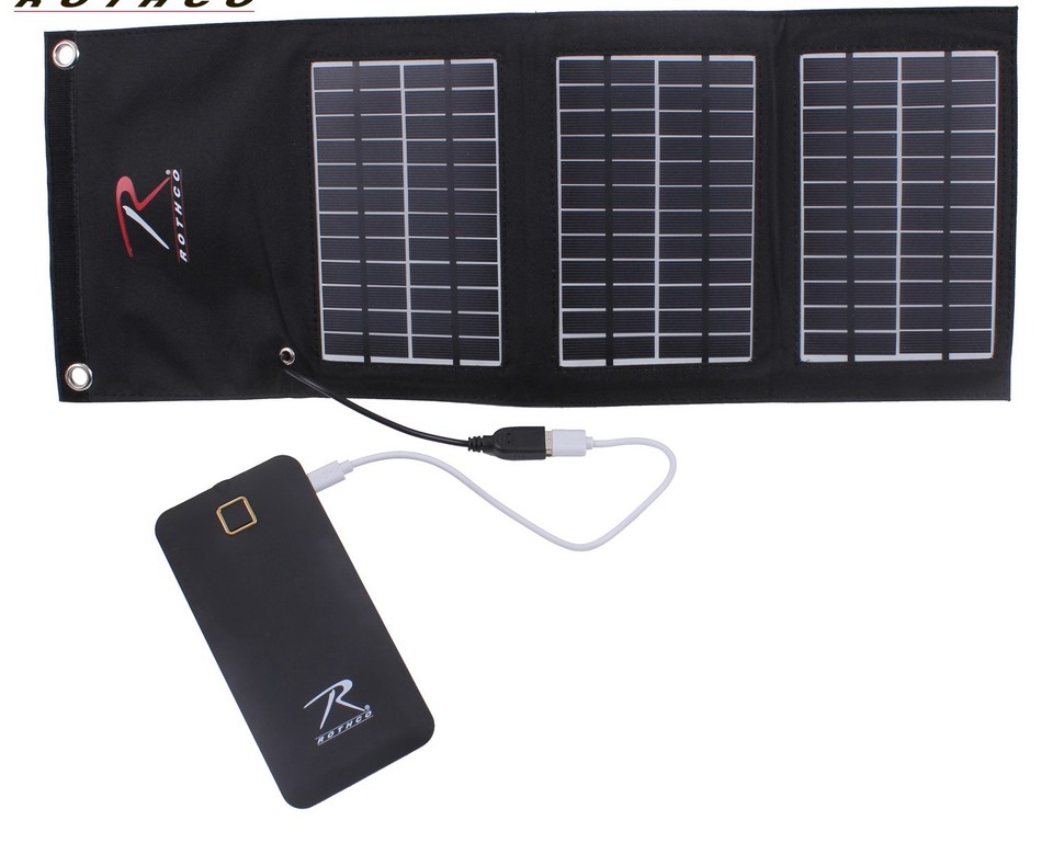 MOLLE Solar Panel USB Charger With Power Bank Camping SHTF Rothco 2117 ...