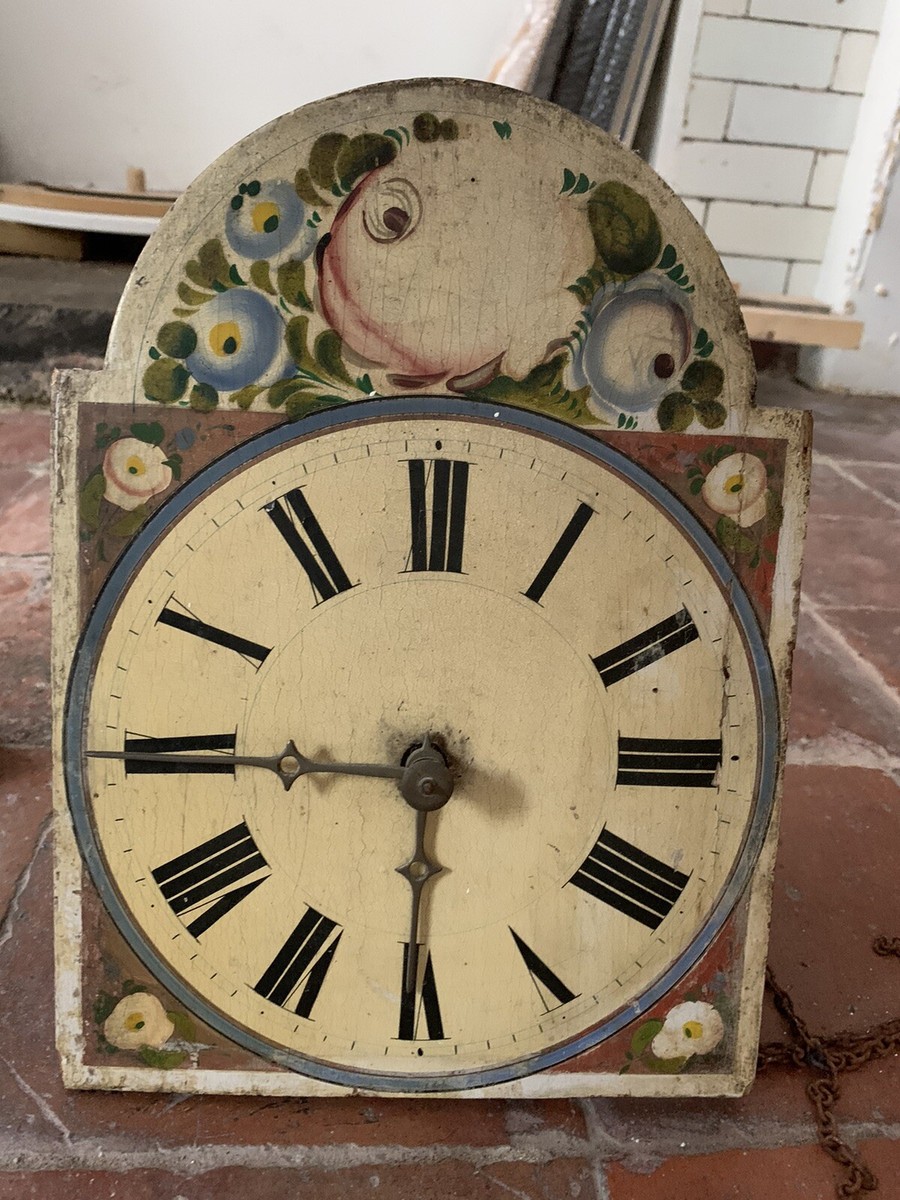 French Painted Wood Clock French Art Deco Mantle Clock Poirot Art