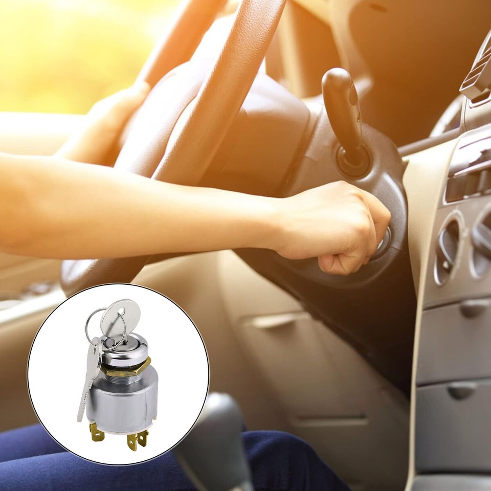 Universal 12V Ignition Switch Barrel Kit W/2 Key For Car Motorcycle ...