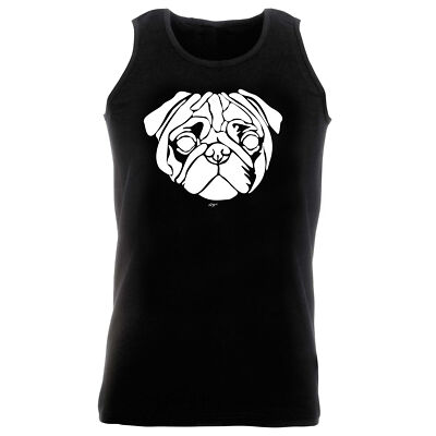 Pug Head Dog Funny Gift Novelty Tank Top Vest Singlet Gifts | eBay ...
