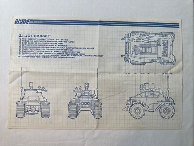 GI Joe Vehicle BLUEPRINTS BADGER 1991 Original Instruction Sheet | eBay