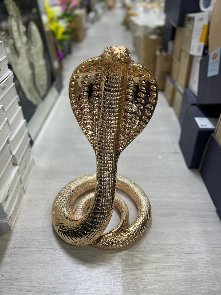 Large Italian Luxury Cobra Snake Ornament BLACK GOLD SILVER Romany ...