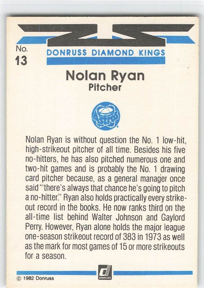 Nolan Ryan Cards - Base Cards, Inserts, etc. - You Pick - HOF - Astros ...